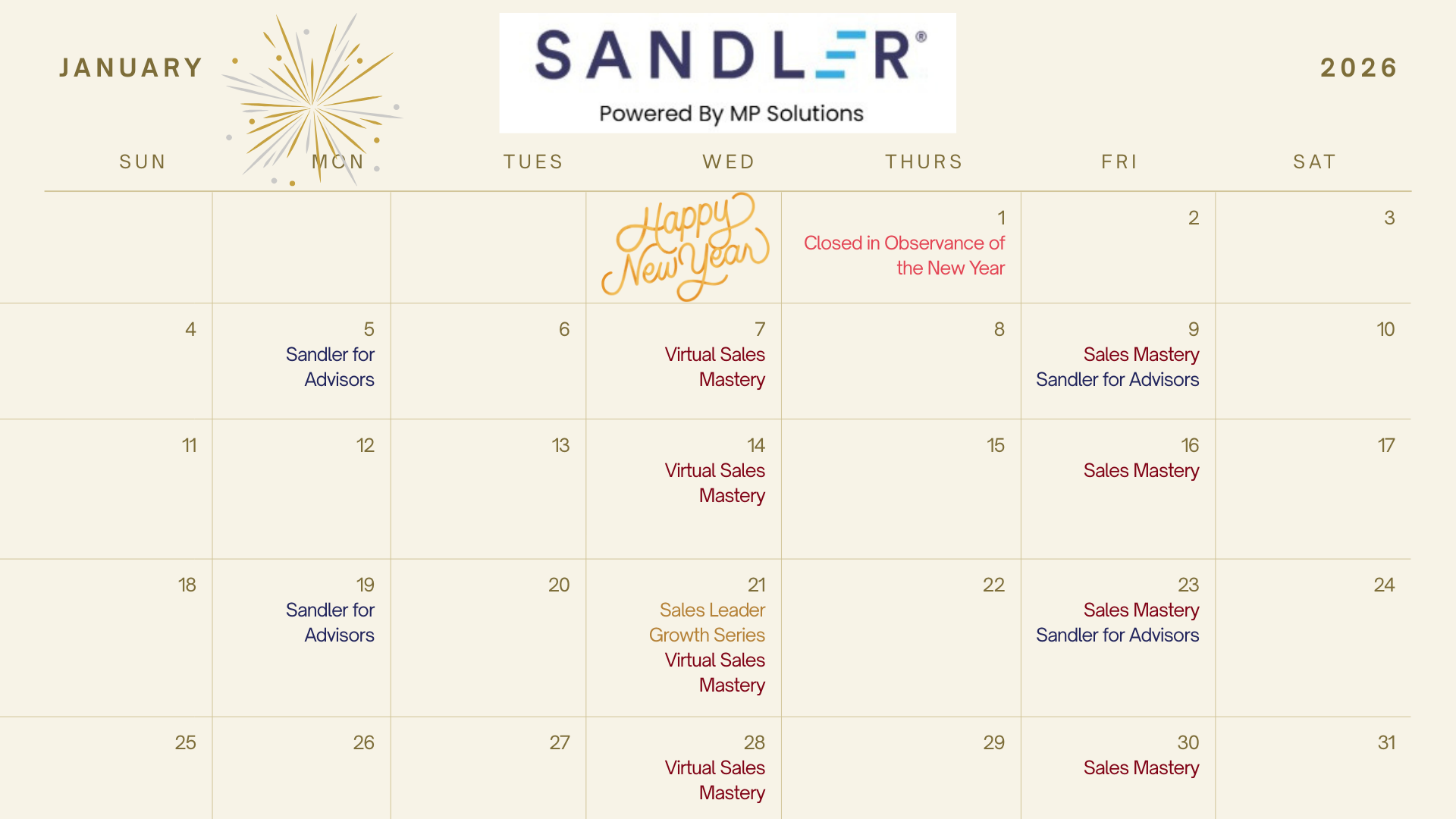 MP Solutions Updated Calendar